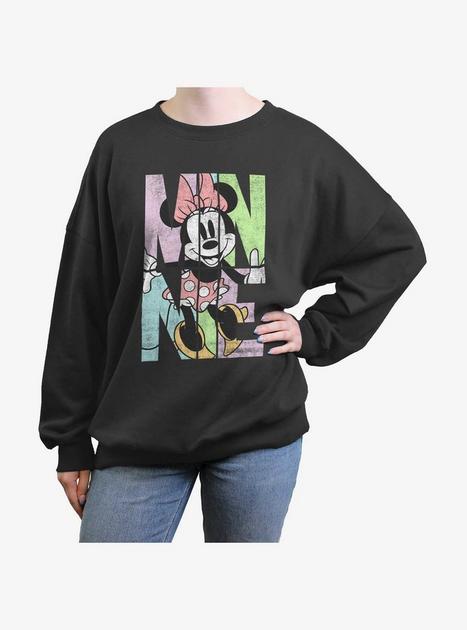 Disney Minnie Mouse Minnie Name Fill Womens Oversized Sweatshirt - GREY ...