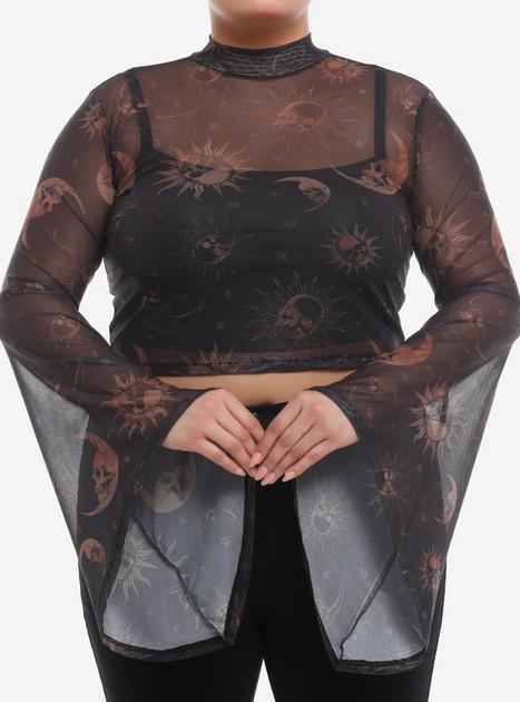 Cosmic Aura Skull Celestial Girls Twofer Mesh Top Plus Size | Hot Topic