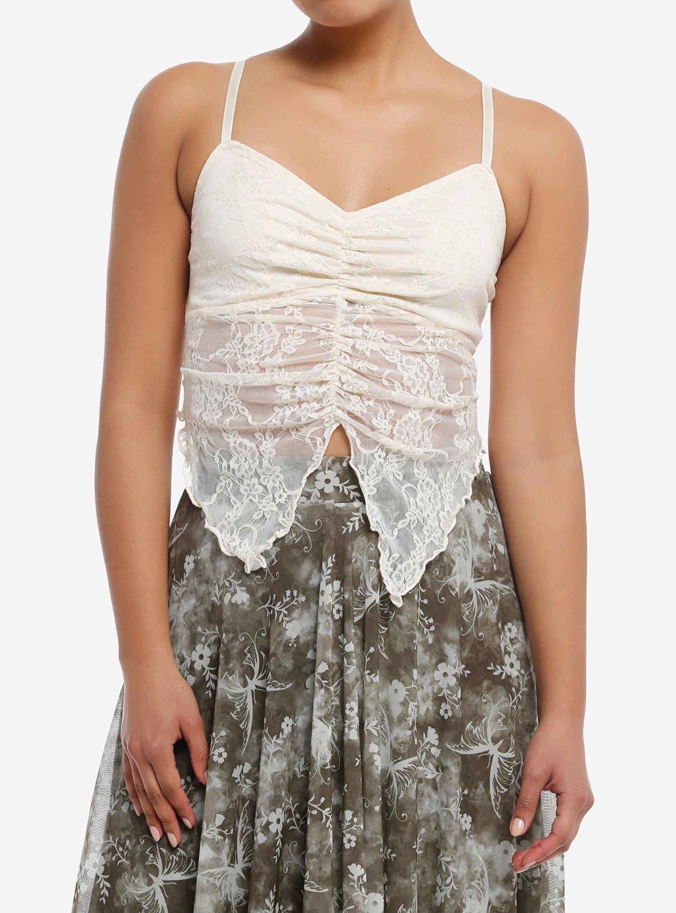 Thorn & Fable White Lace Butterfly Girls Cami | Hot Topic