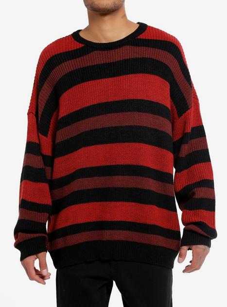 Thorn & FableTM Red Maroon & Black Stripe Knit Sweater | Hot Topic