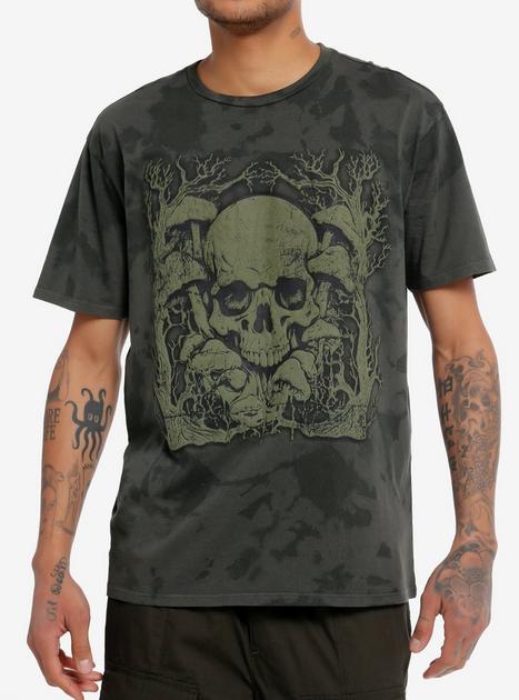 Thorn & Fable SKull & Mushrooms Puff Paint T-Shirt | Hot Topic
