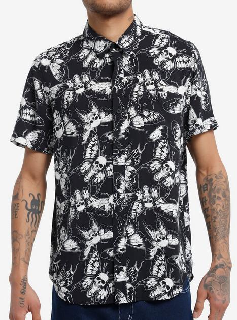 Skull Fairy Wing Woven Button-Up | Hot Topic