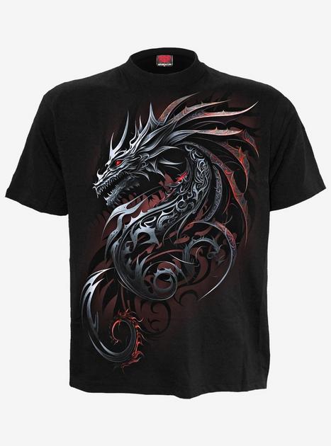 Spiral Dragon Shards Front Print T-Shirt Black | Hot Topic