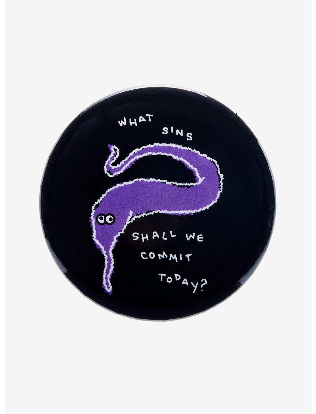 Fuzzy Worm Commit Sins 3 Inch Button | Hot Topic Fuzzy Worm Commit Sins 3 Inch Button | Hot Topic