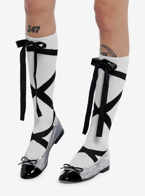 Ribbon Lace-Up Knee-High Socks | Hot Topic