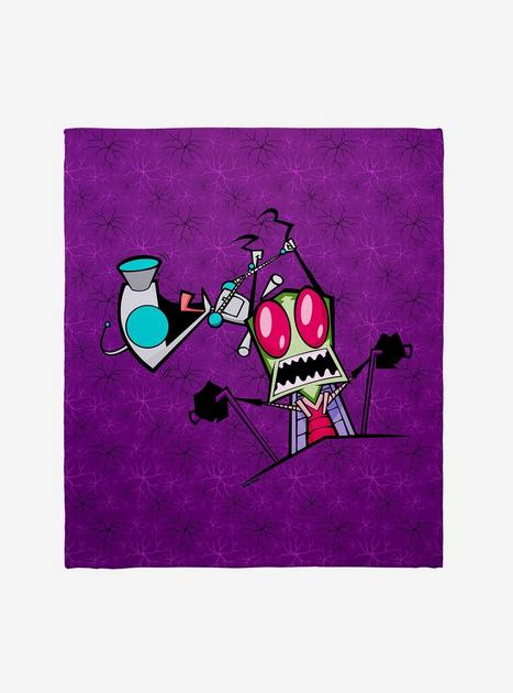 Invader Zim GIR Driving Zim Crazy Throw Blanket - WHITE | Hot Topic