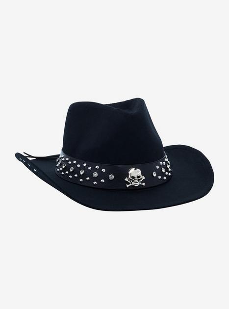 Black Skull & Rhinestone Cowboy Hat | Hot Topic