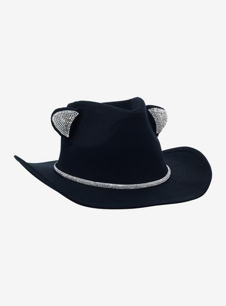 Black Sparkle Cat Ears Cowboy Hat | Hot Topic