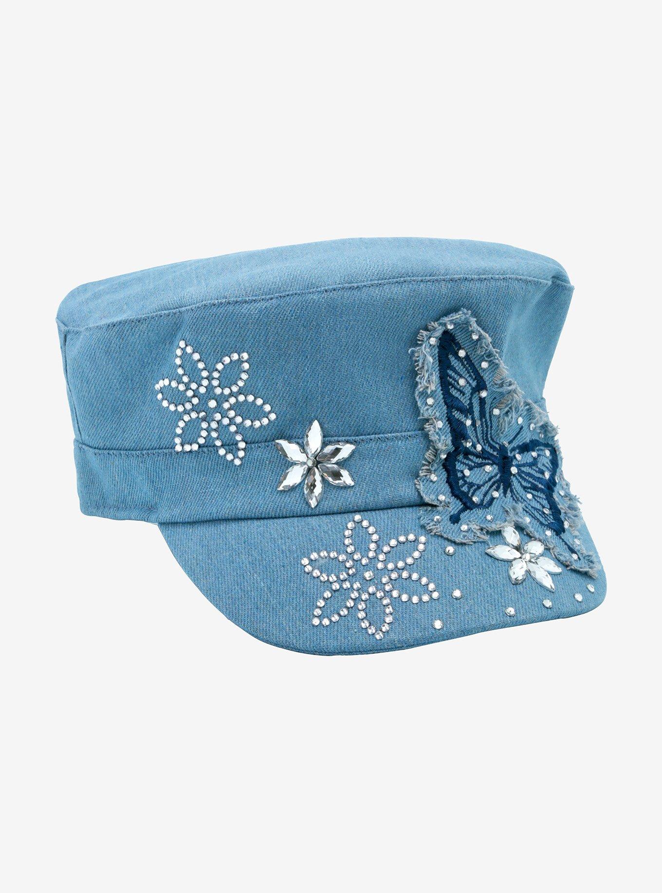Butterfly Flower Rhinestone Cadet Cap | Hot Topic