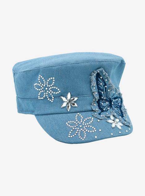 Butterfly Flower Rhinestone Cadet Cap | Hot Topic