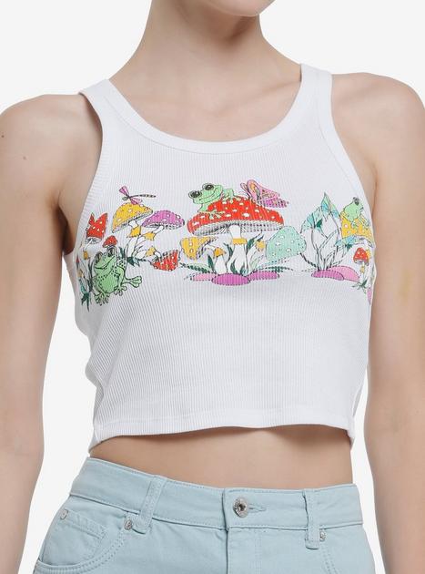 Thorn & Fable Mushrooms & Frogs Ribbed Girls Tank Top | Hot Topic