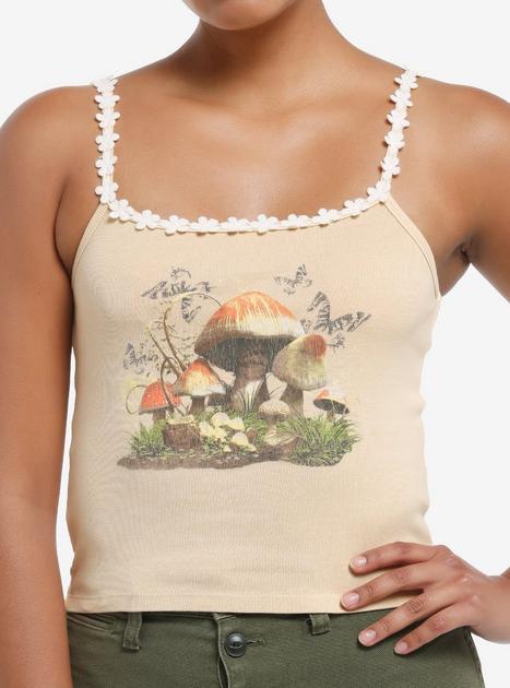Thorn & Fable Mushrooms Floral Trim Girls Cami | Hot Topic