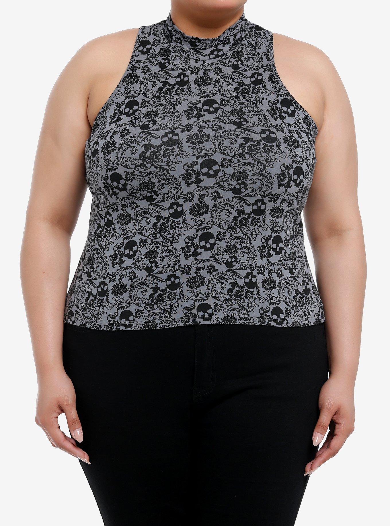 Social Collision Skull Filigree Girls Mock Neck Tank Top Plus Size