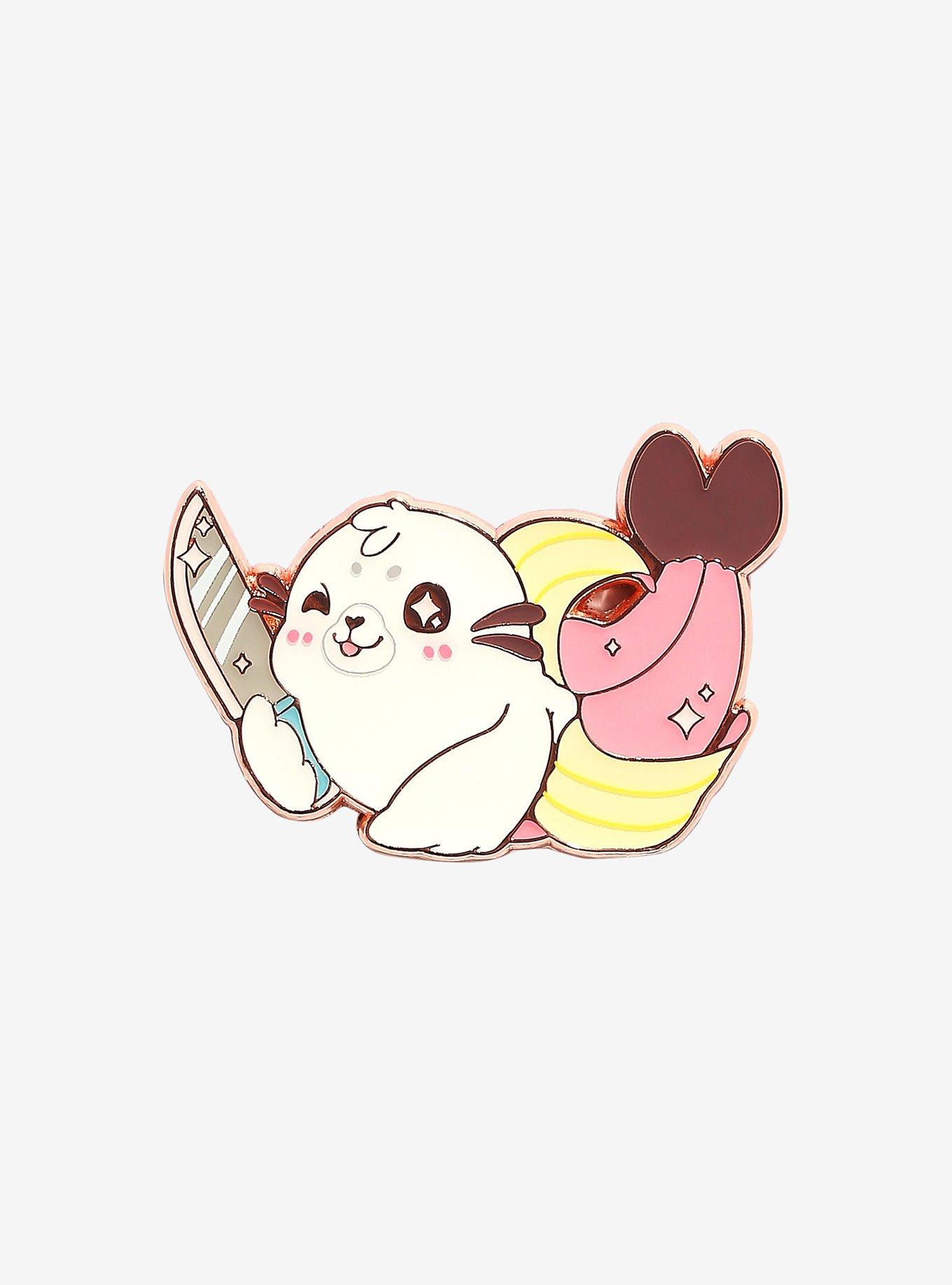 Tasty Peach Banana Seal With Knife Enamel Pin Hot Topic