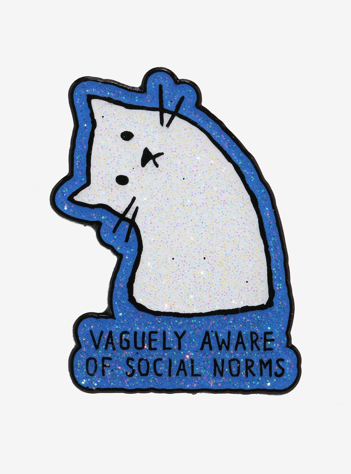 Cat Social Norms Glitter Enamel Pin | Hot Topic