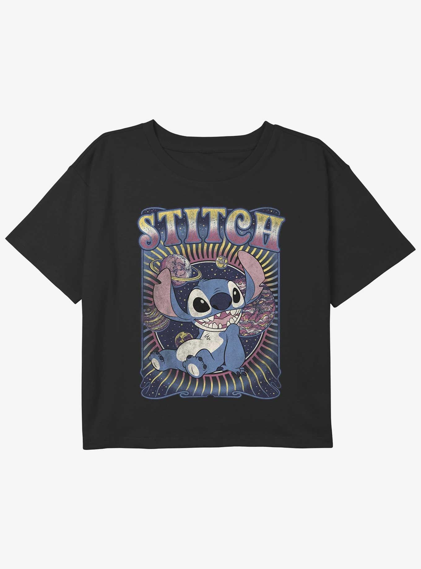 Disney Lilo & Stitch Groovy Stitch Girls Youth Crop T-Shirt - BLACK ...