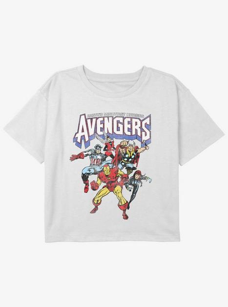 Marvel Avengers Heroes Girls Youth Crop T-Shirt - WHITE | BoxLunch