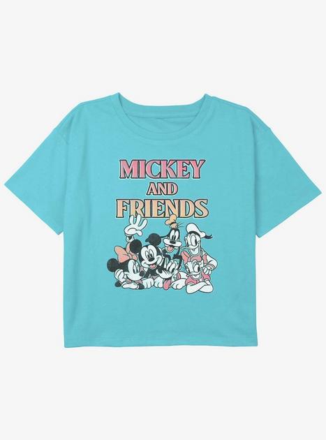 Disney Mickey Mouse Gradient Group Girls Youth Crop T-Shirt - BLUE ...