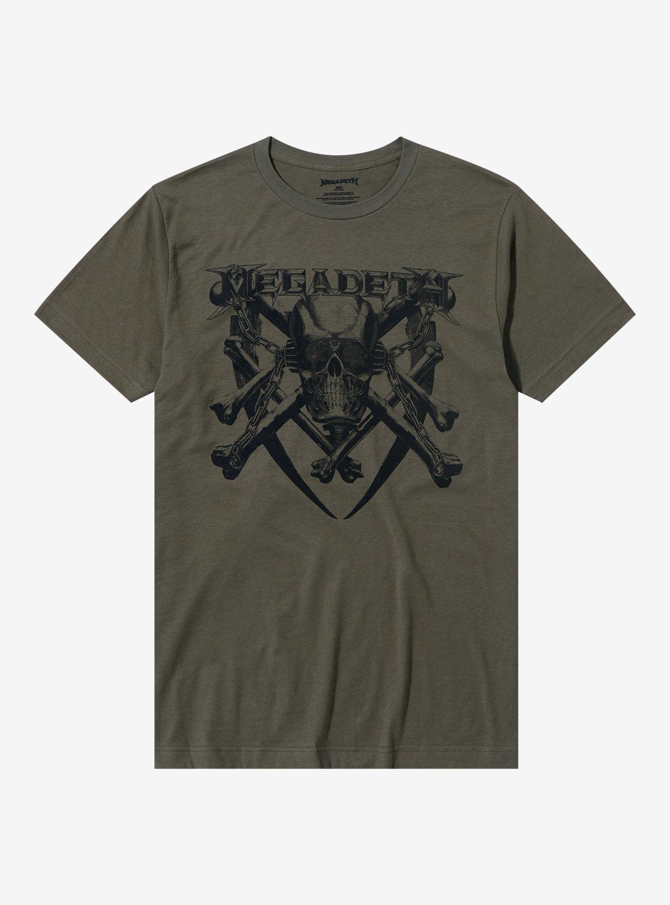 Megadeth Vic Rattlehead & Crossbones Boyfriend Fit Girls T-Shirt | Hot ...
