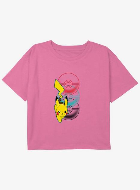 Pokemon Pikachu Bounce Girls Youth Crop T-Shirt - PINK | BoxLunch