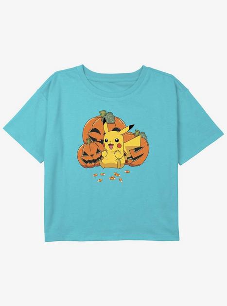 Pokemon Pikachu Pumpkin Girls Youth Crop T-Shirt - BLUE | BoxLunch
