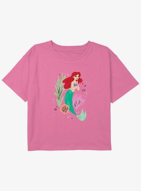 Disney The Little Mermaid Ariel Thinking Girls Youth Crop T-Shirt ...