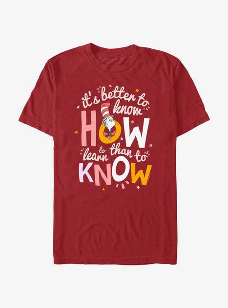 Dr. Seuss Cat In The Cat Know How To Learn T-Shirt - RED | BoxLunch