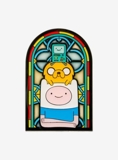 Adventure Time BMO, Jake, & Finn Stained Glass Portrait Enamel Pin ...