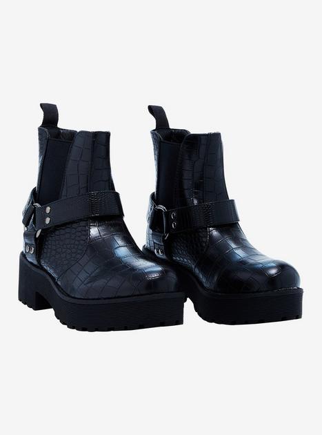 Dirty Laundry Faux Crocodile Strappy Boots | Hot Topic
