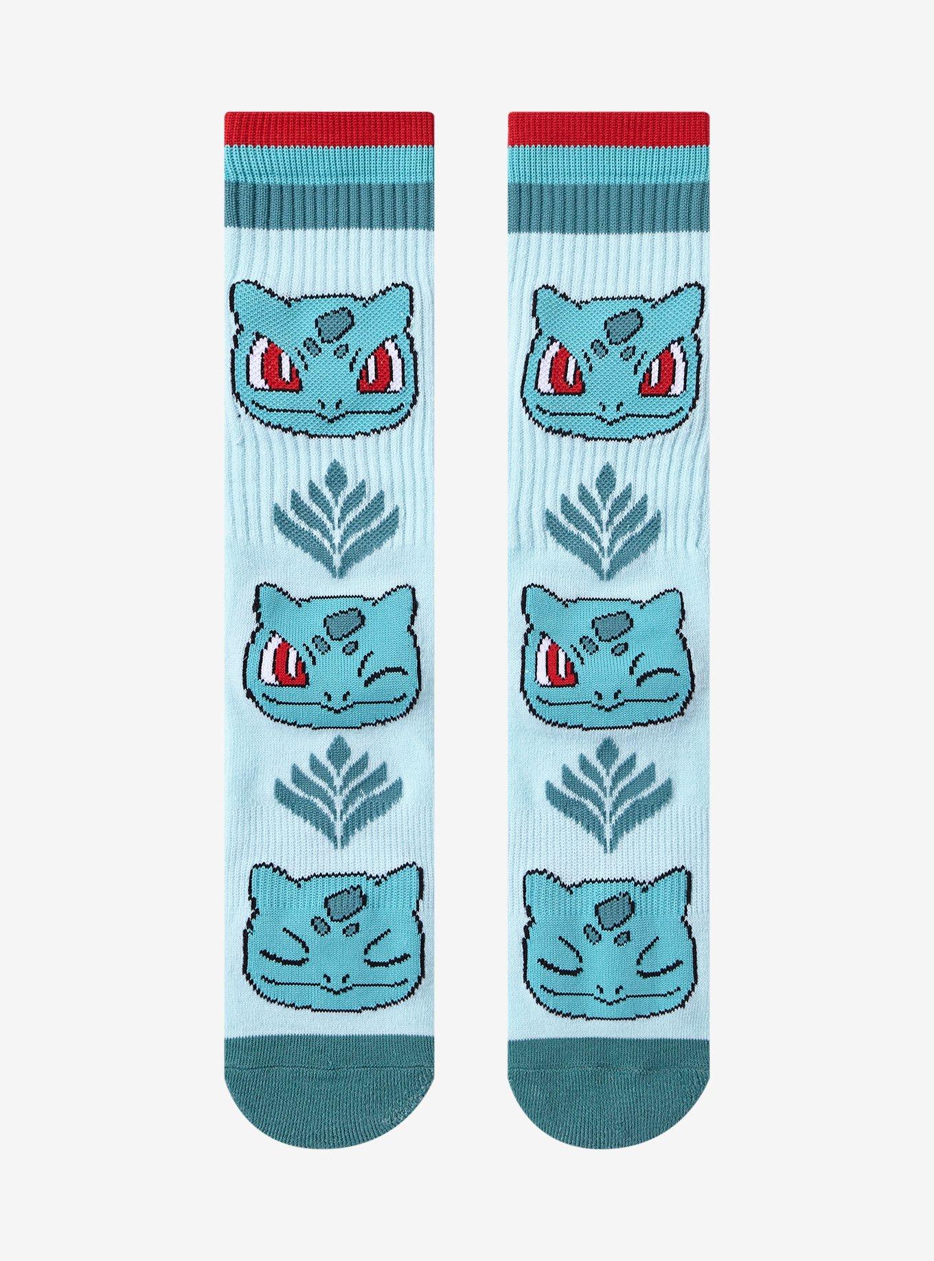 Pokemon Bulbasaur Faces Lined Crew Socks Boxlunch Exclusive Boxlunch