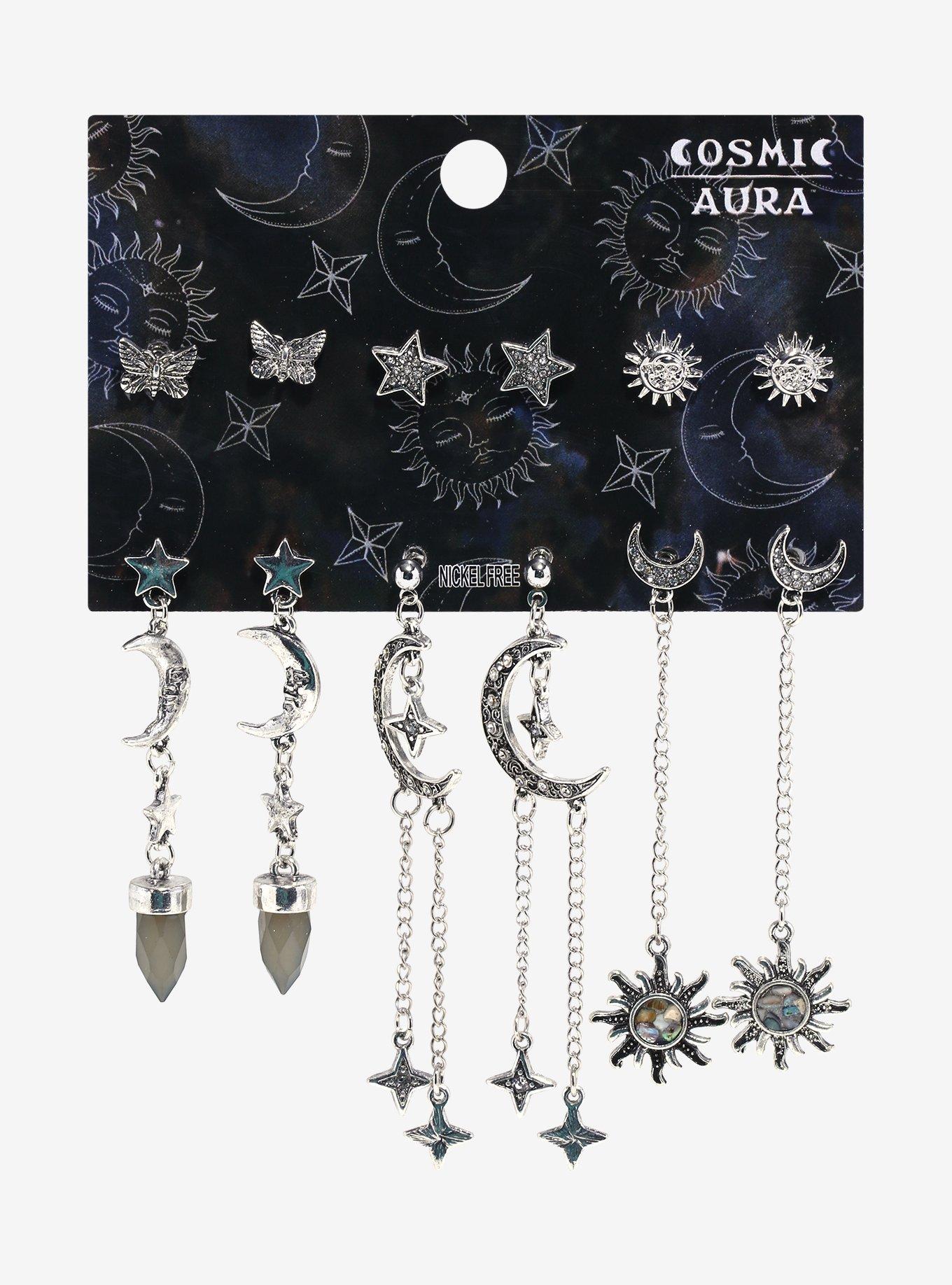Cosmic Aura Rhinestone Celestial Earring Set | Hot Topic