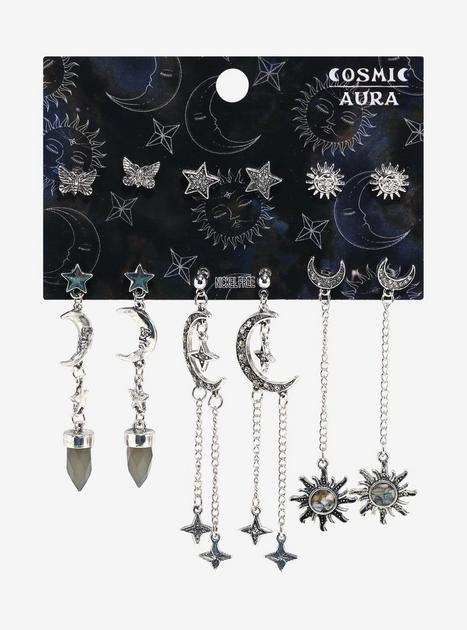 Cosmic Aura Rhinestone Celestial Earring Set | Hot Topic
