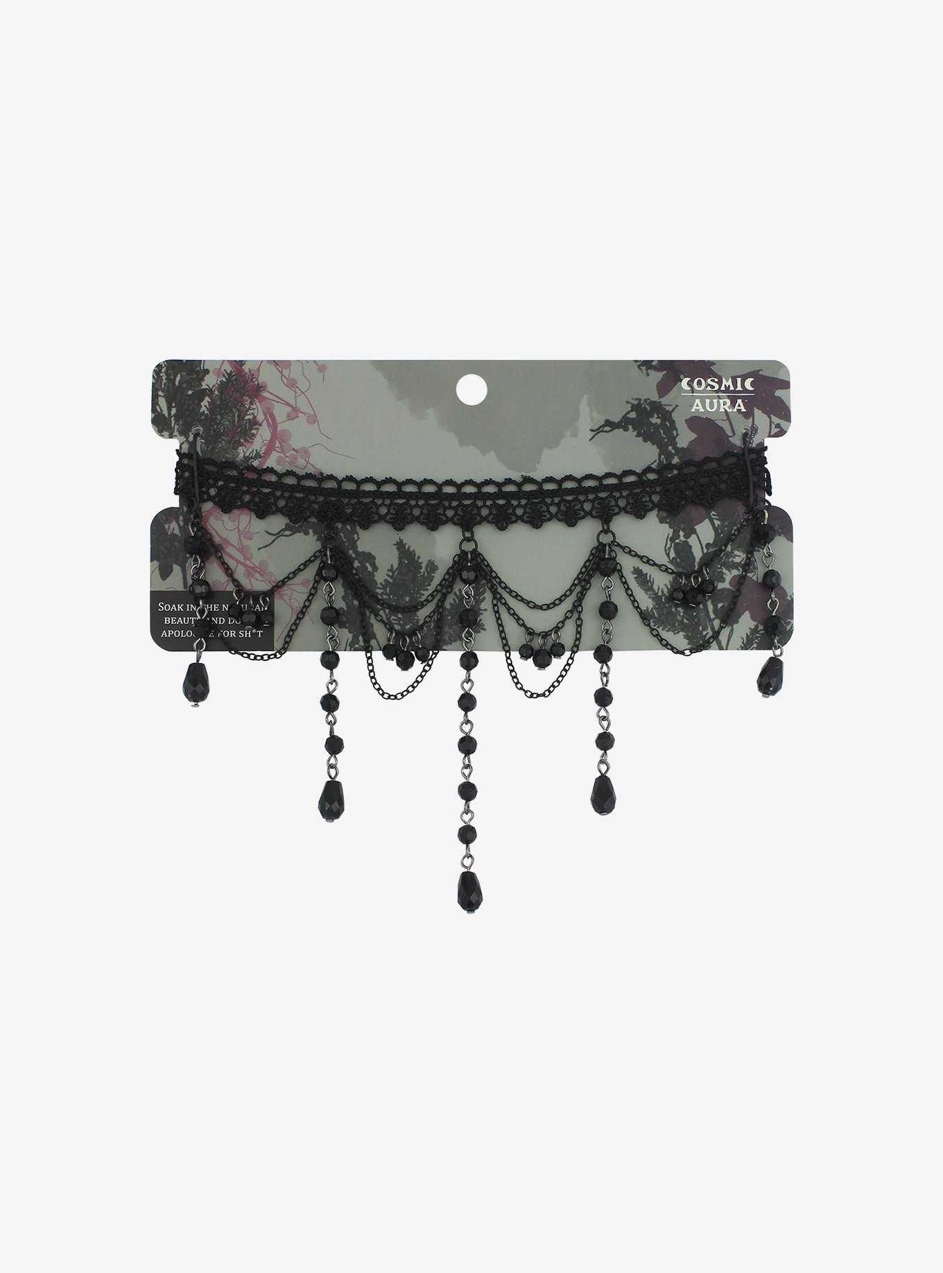 Cosmic Aura Black Lace Beaded Choker | Hot Topic