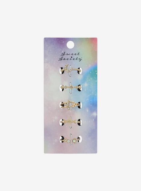 Sweet Society Gold Star Moon Rhinestone Ring Set | Hot Topic
