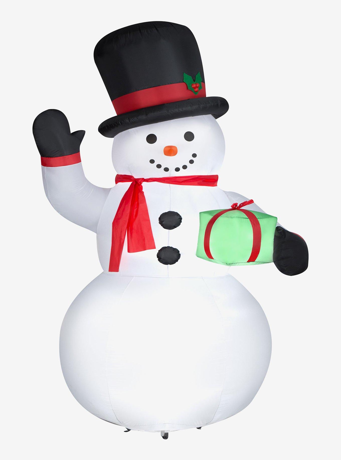 Snowman with Gift Box Airblown | Hot Topic