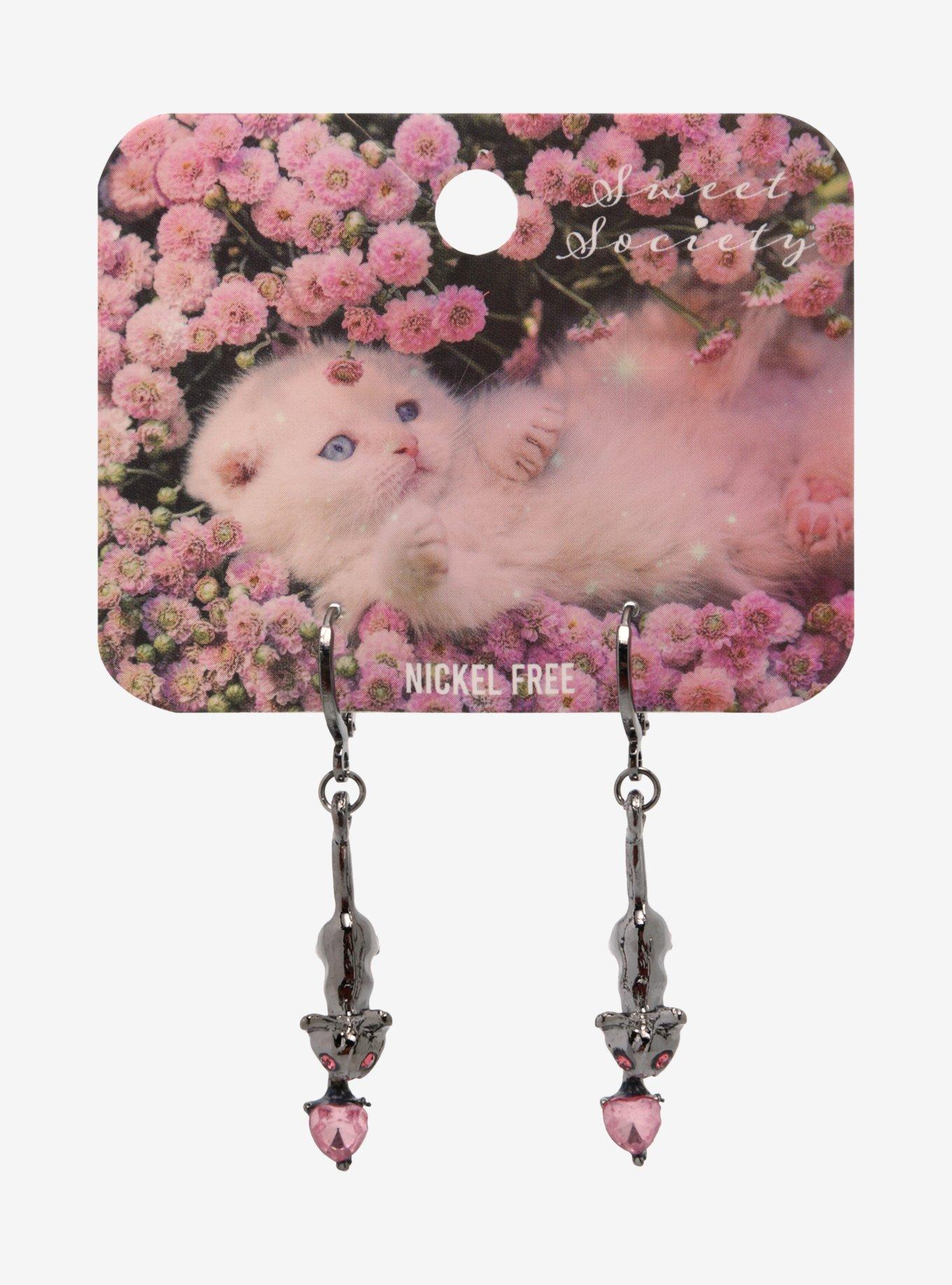 Sweet Society Cat Gem Huggie Hoops | Hot Topic