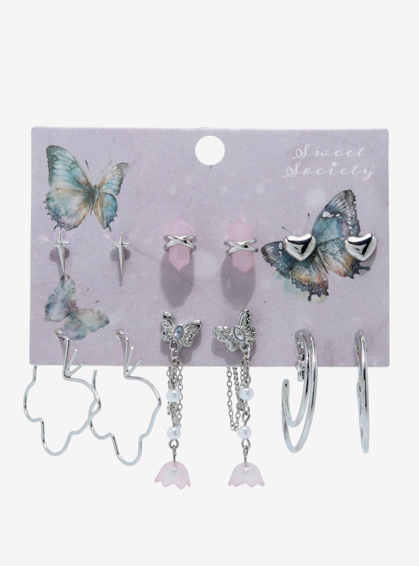 Sweet Society Butterfly Hoop Earring Set | Hot Topic