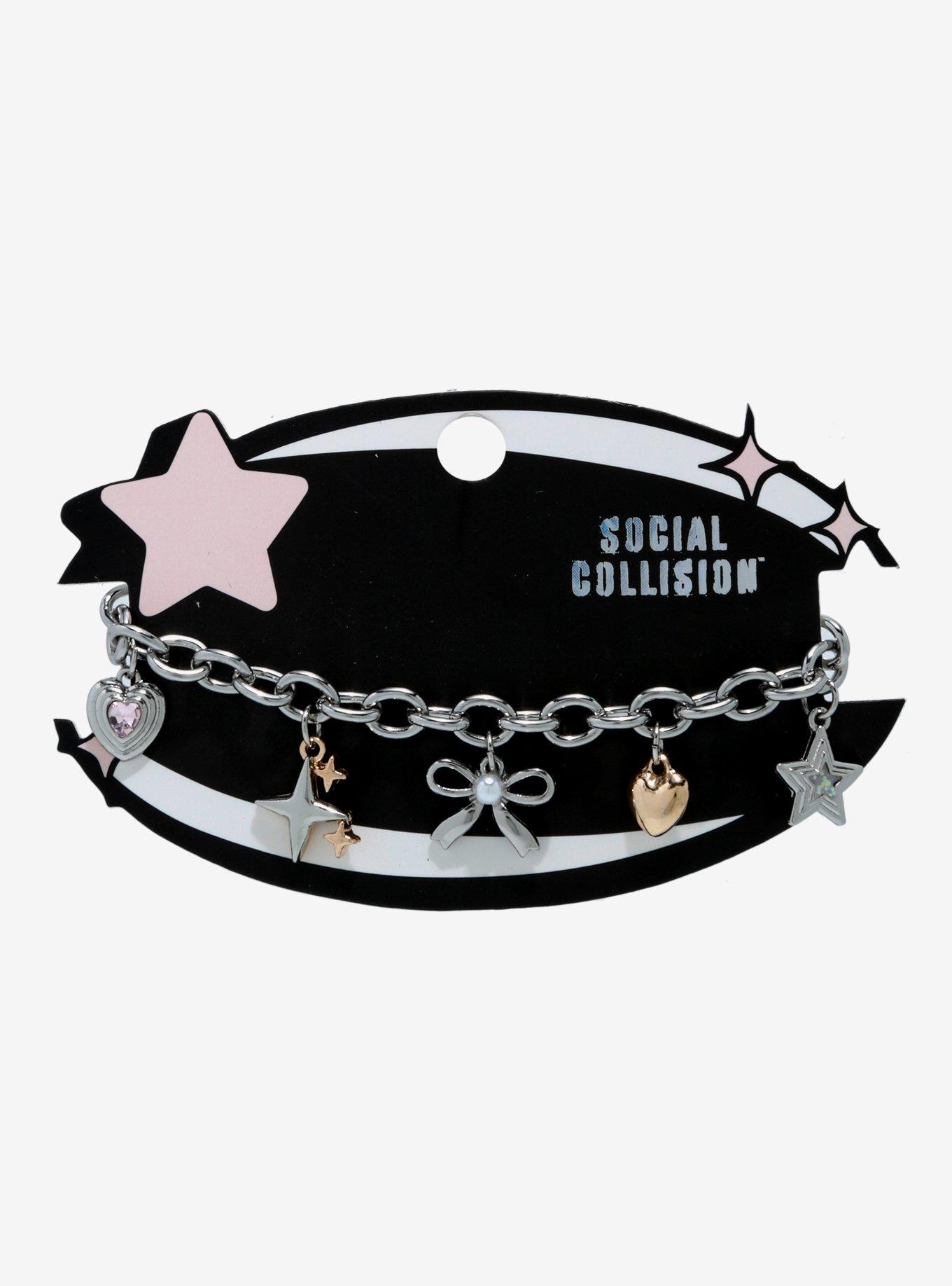 Social Collision Bow Star Charm Bracelet | Hot Topic