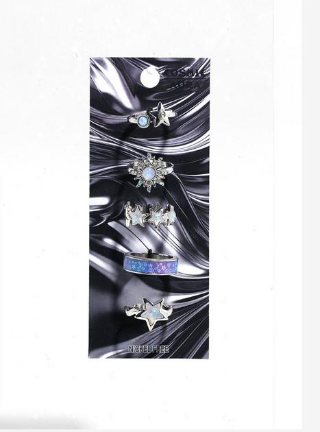 Cosmic Aura Opal Celestial Star Ring Set | Hot Topic
