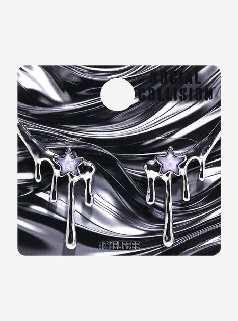 Social Collision Dripping Star Stud Earrings | Hot Topic