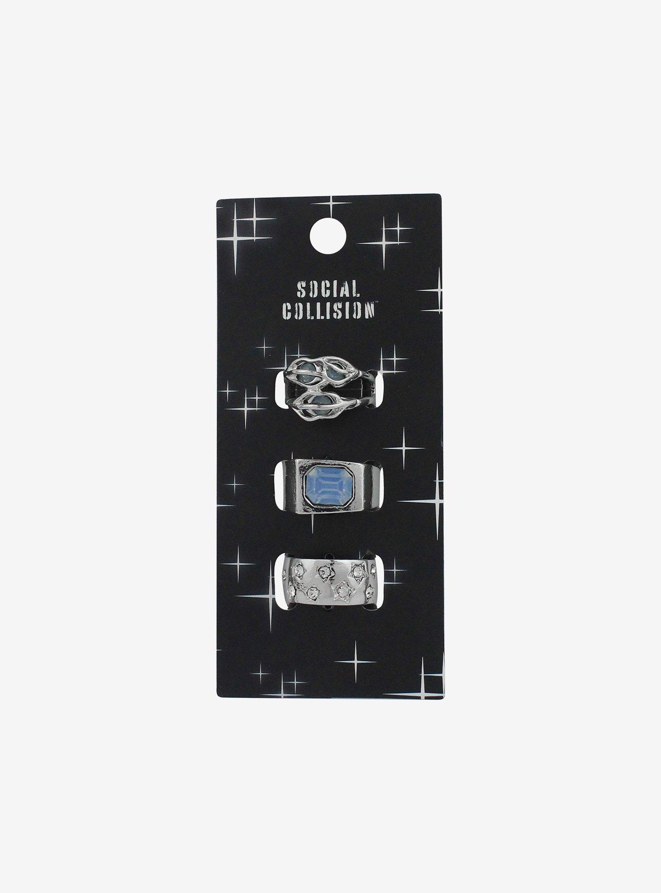 Social Collision Futuristic Gem Stone Ring Set | Hot Topic