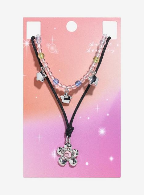 Sweet Society Silver Star Flower Necklace Set | Hot Topic
