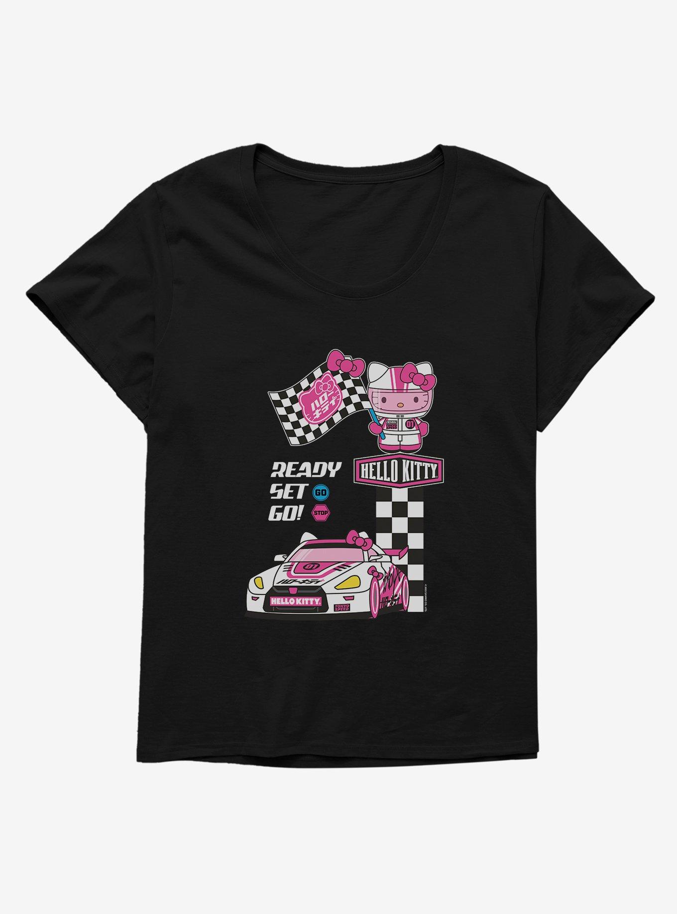 Hello Kitty Ready Set Go Racing Car Girls T-Shirt Plus Size - BLACK ...