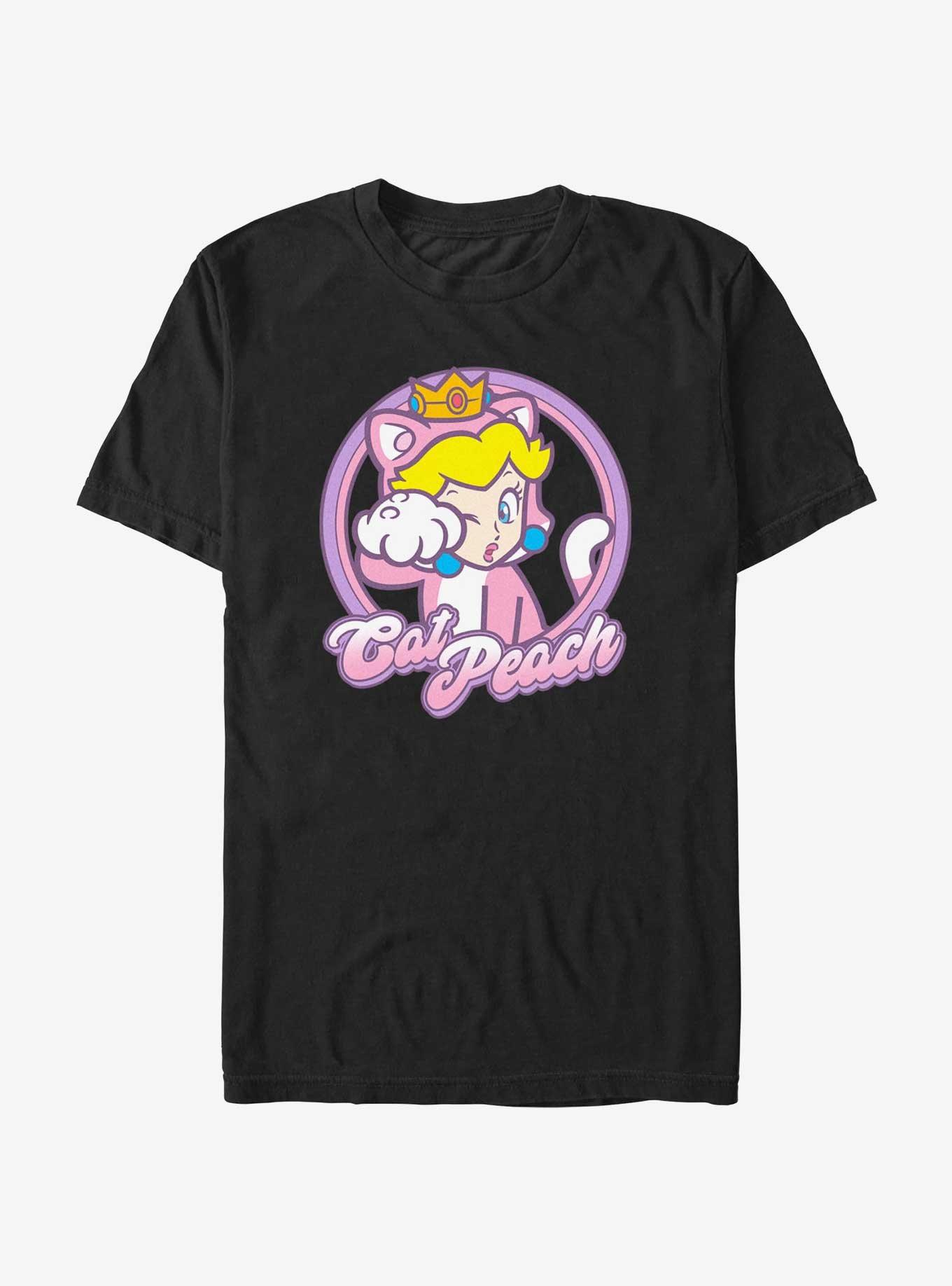 Mario Cat Princess Peach T-Shirt - BLACK | BoxLunch