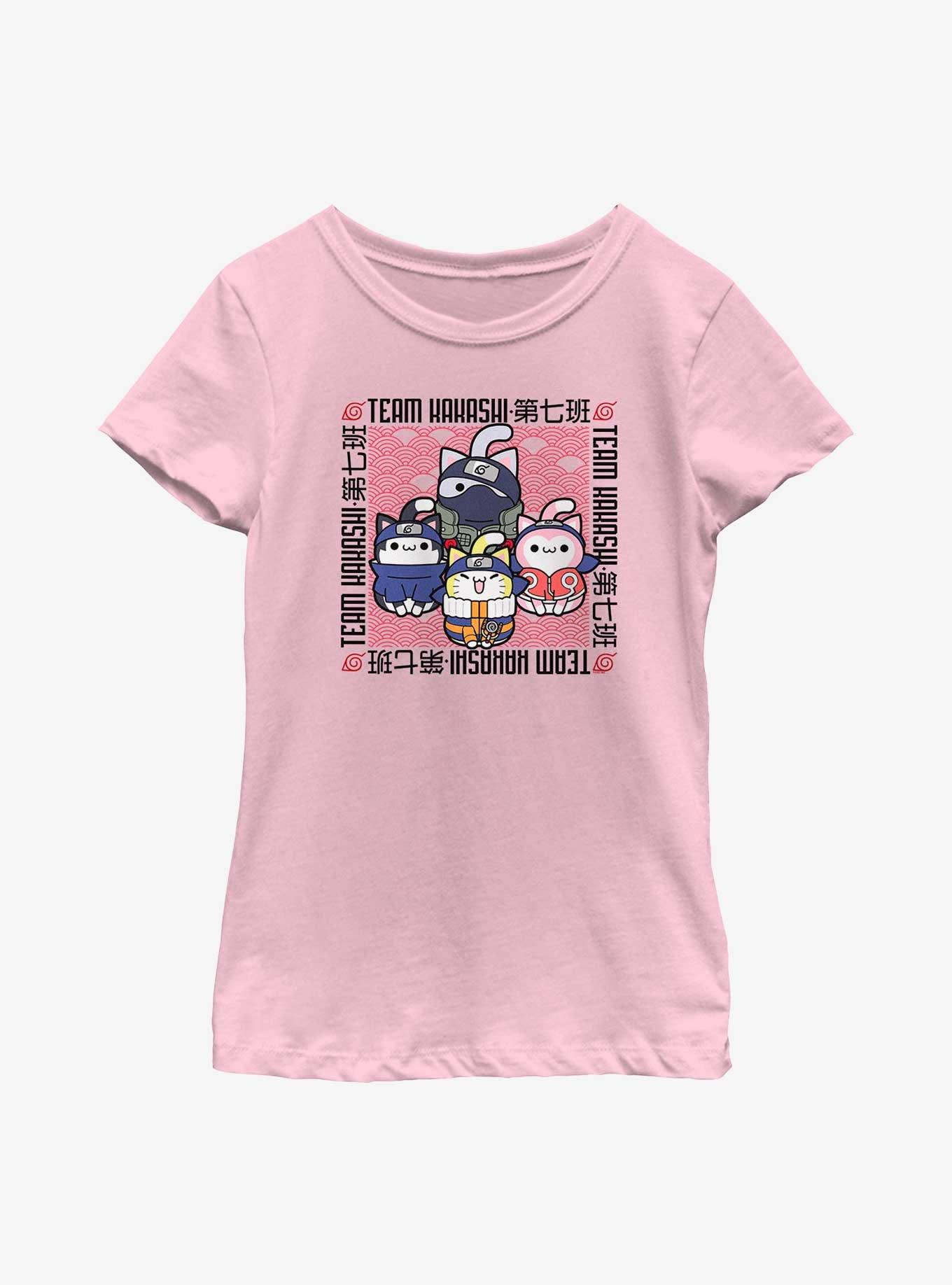 Naruto Nyaruto Team Kakashi Cats Youth Girls T-Shirt - PINK | BoxLunch