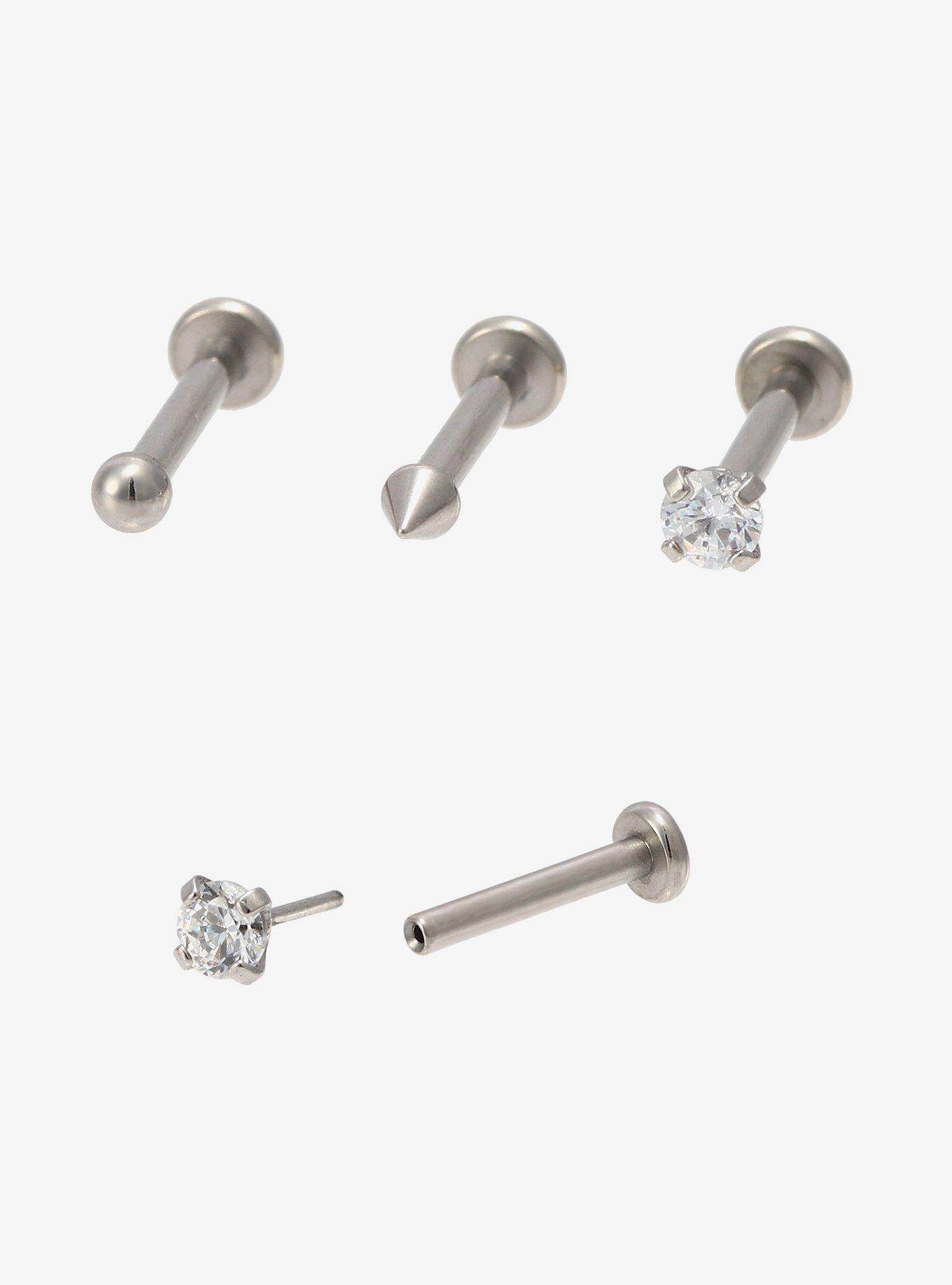 16G Steel Silver Basic Labret Stud 3 Pack | Hot Topic