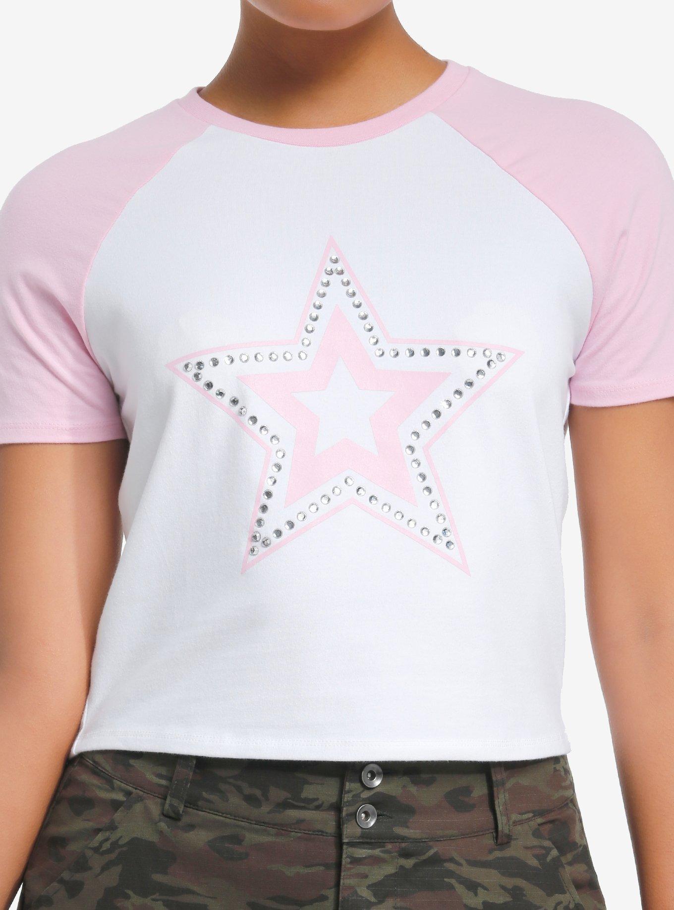 Sweet Society Rhinestone Star Girls Crop Baby Raglan T-Shirt | Hot Topic