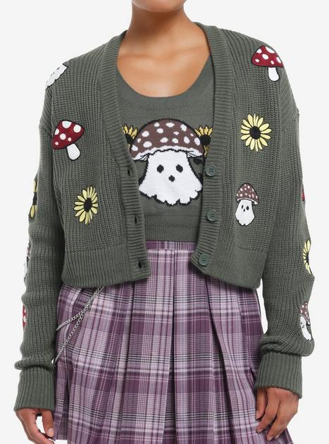Thorn & Fable Mushroom Ghost Girls Crop Cardigan & Tank Top Set | Hot Topic