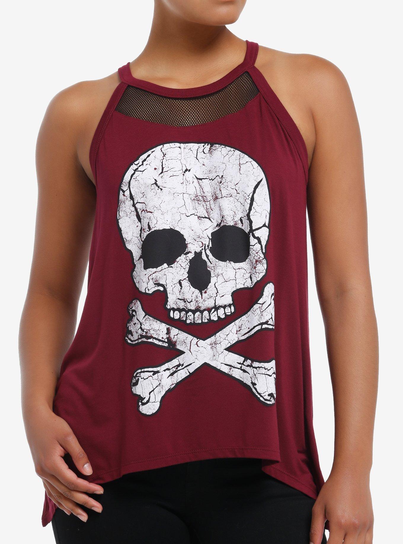 Skull Fishnet Panel Girls Tank Top | Hot Topic