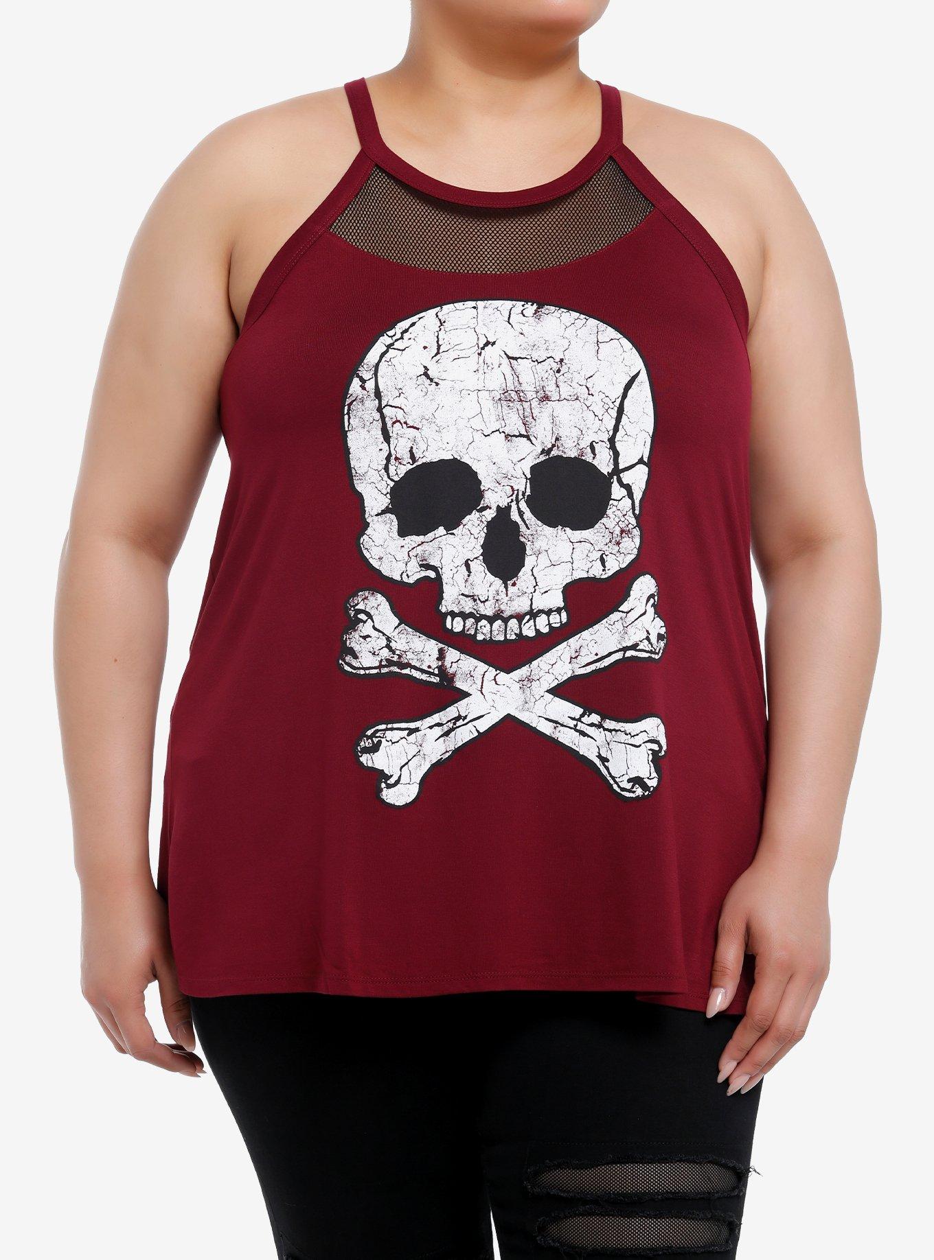 Skull Fishnet Panel Girls Tank Top Plus Size | Hot Topic